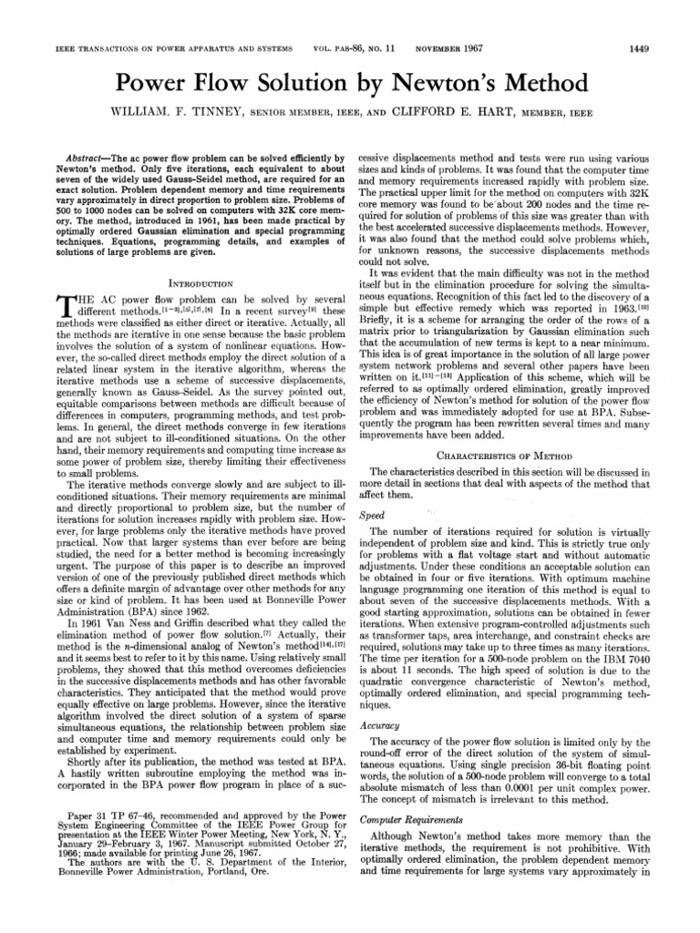 Power Flow Solution by Newton's Method | PDF | Matrix (Mathematics) | Mathematical Optimization