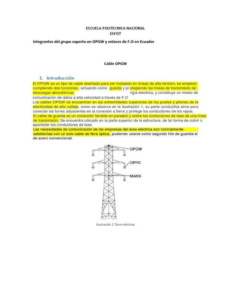 Cable OPWG | PDF | Fibra óptica | Alto voltaje