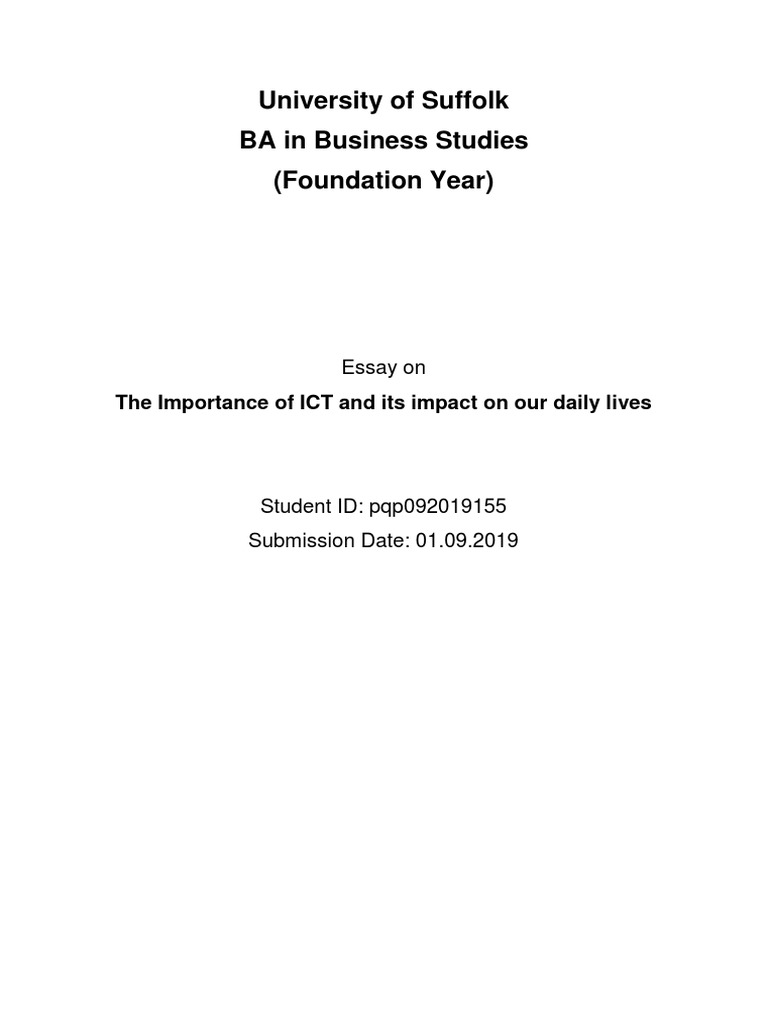 The Importance of ICT and Its Impact On Our Daily Lives | PDF ...