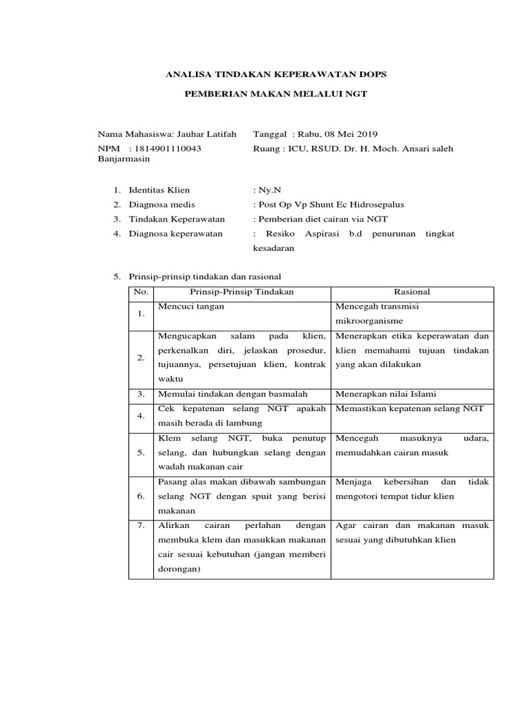 Dops Pemasangan NGT - Igd | PDF