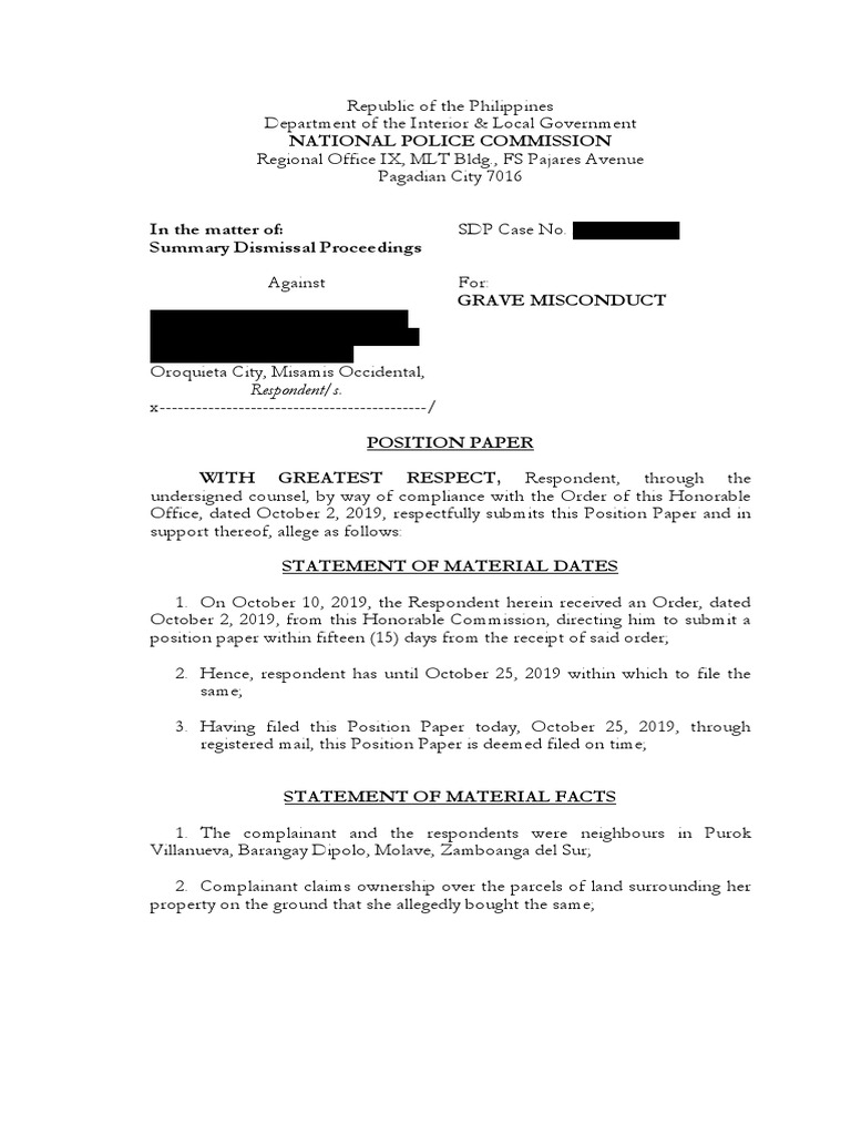 Position Paper (Grave Misconduct) | PDF | Justice | Crime & Violence