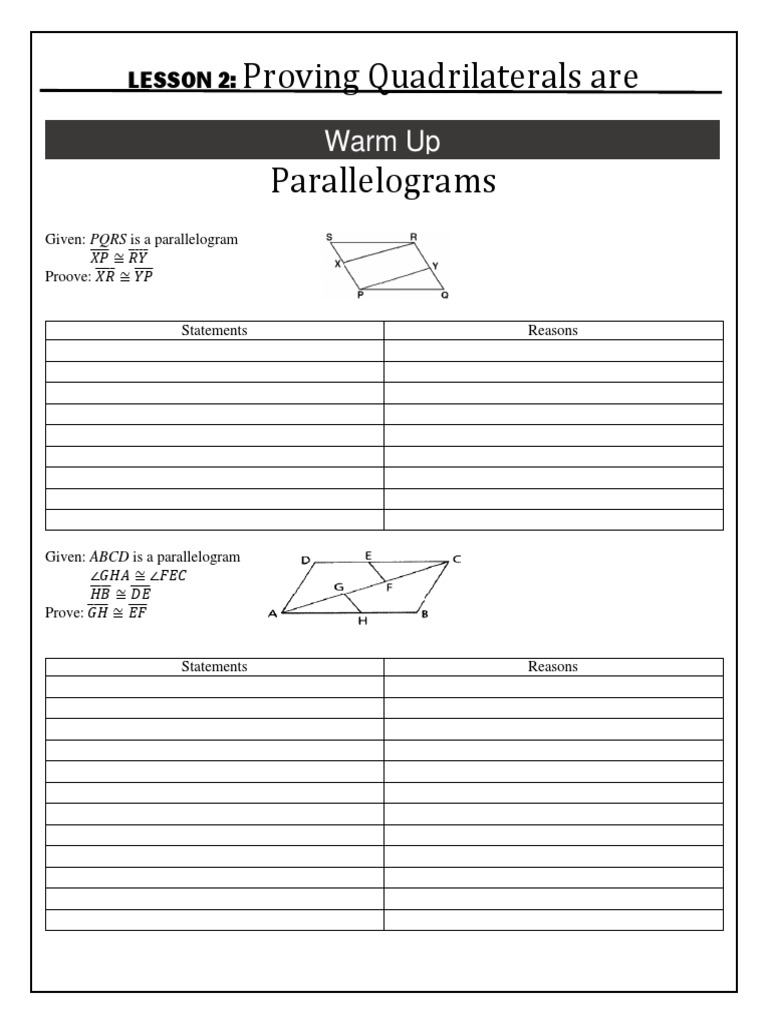 Math9 HO2 ProvingParallelograms | PDF | Teaching Methods & Materials