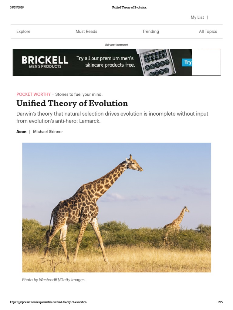 Unified Theory of Evolution | Download Free PDF | Epigenetics | Evolution