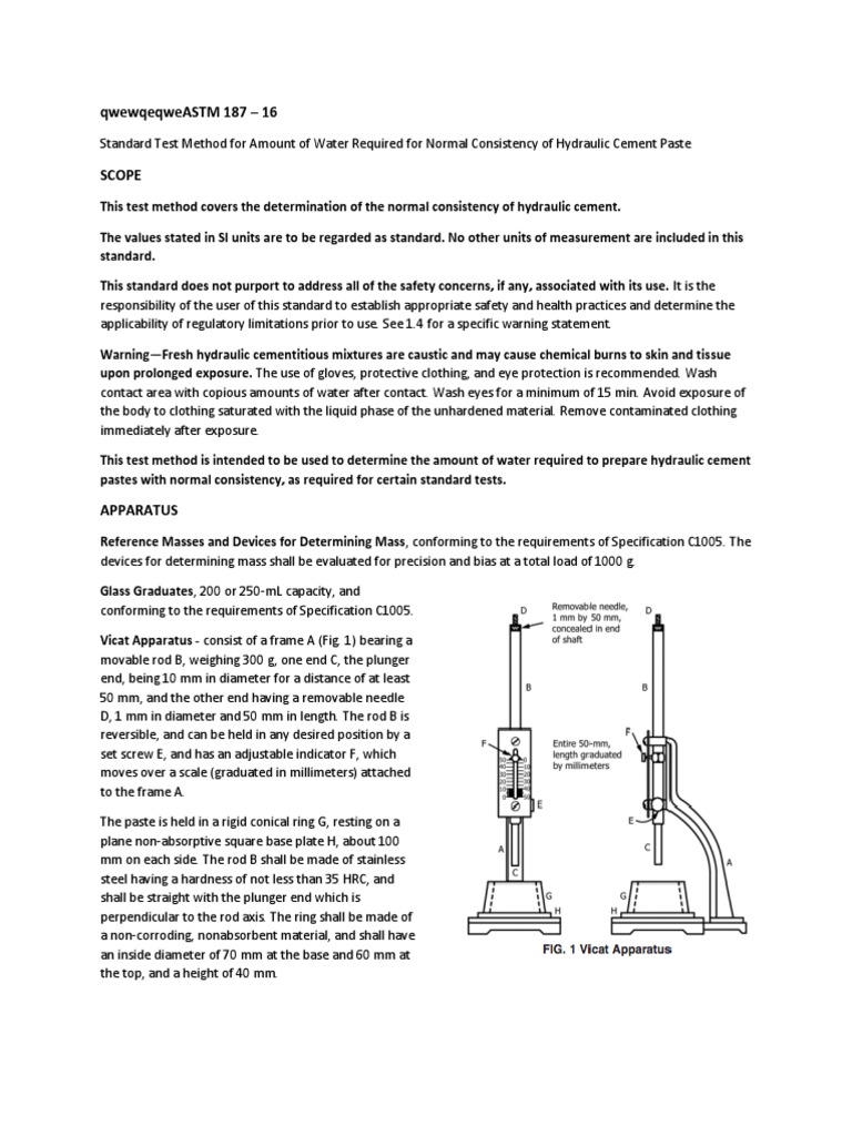 Astm 187 | PDF | Cement | Personal Protective Equipment