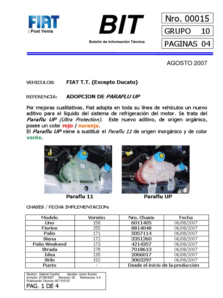Adopción de Paraflu UP en Fiat | PDF | Vehículo de motor | Coche