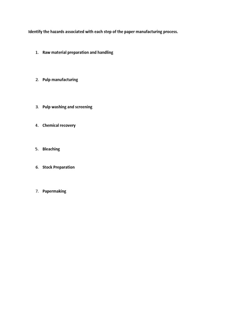 Safety Hazards in Paper Manufacturing | PDF