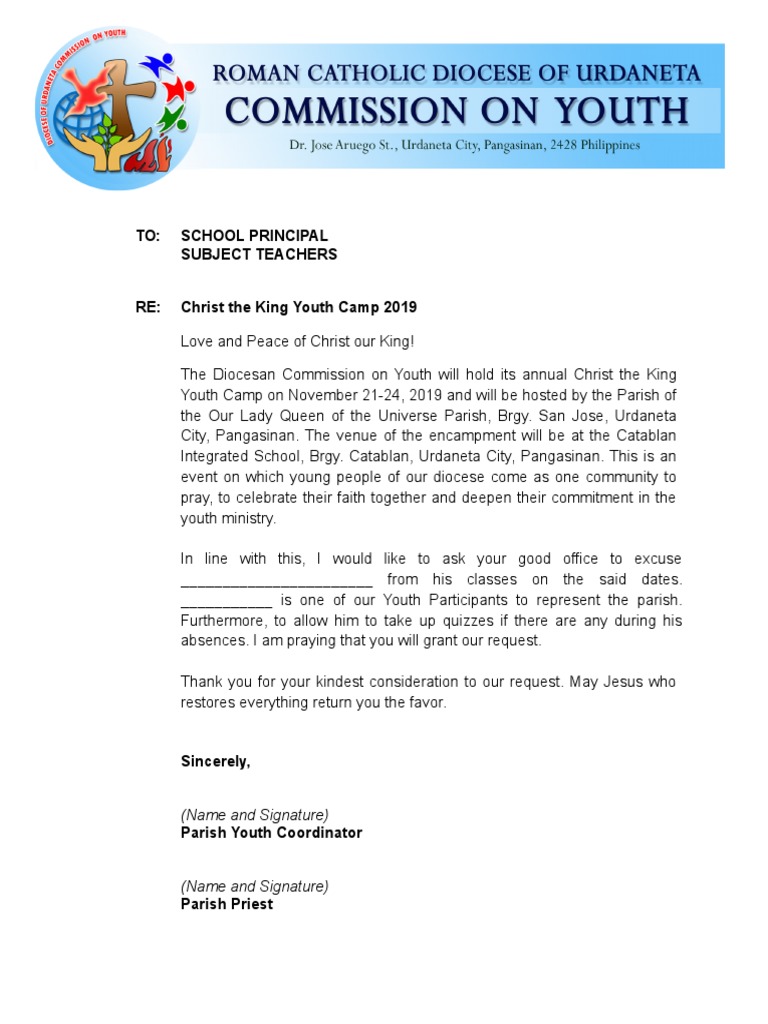 EXCUSE LETTER Parish NEW TEMPLATE | PDF