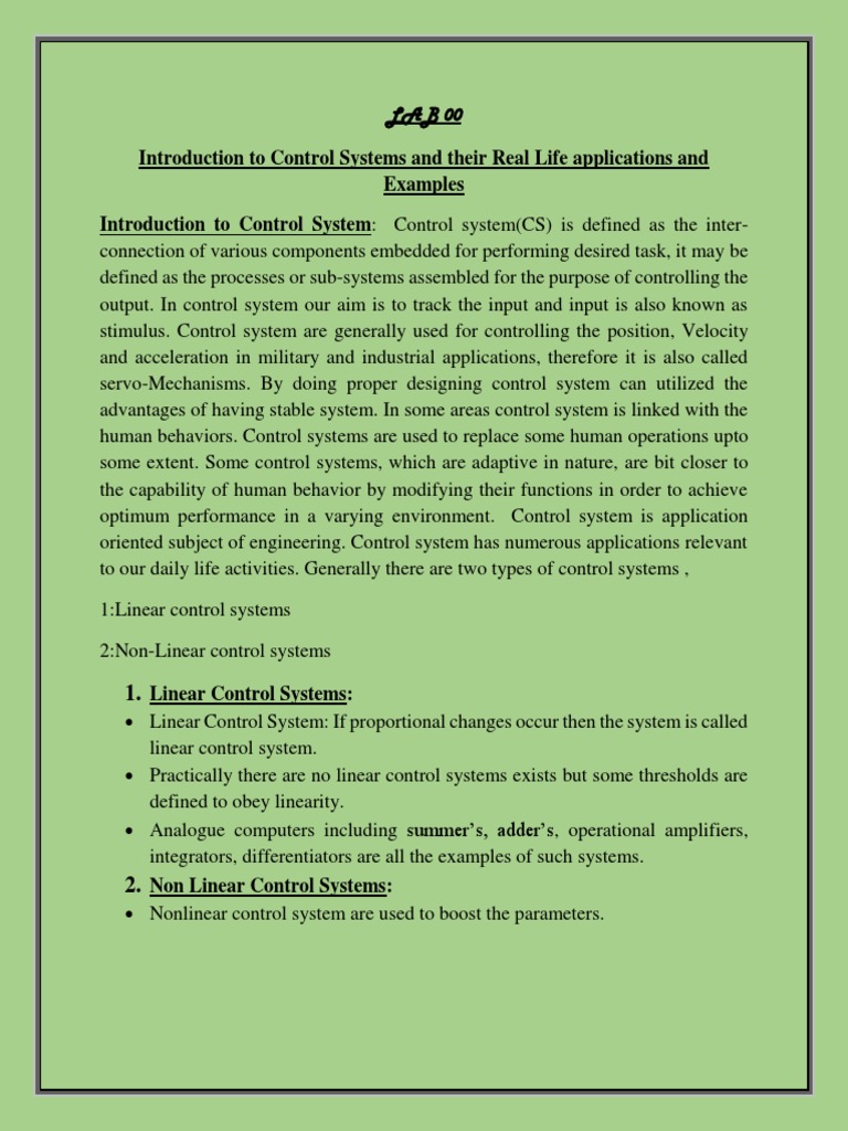 Control System Engineering LABs Manual | Download Free PDF | Control ...