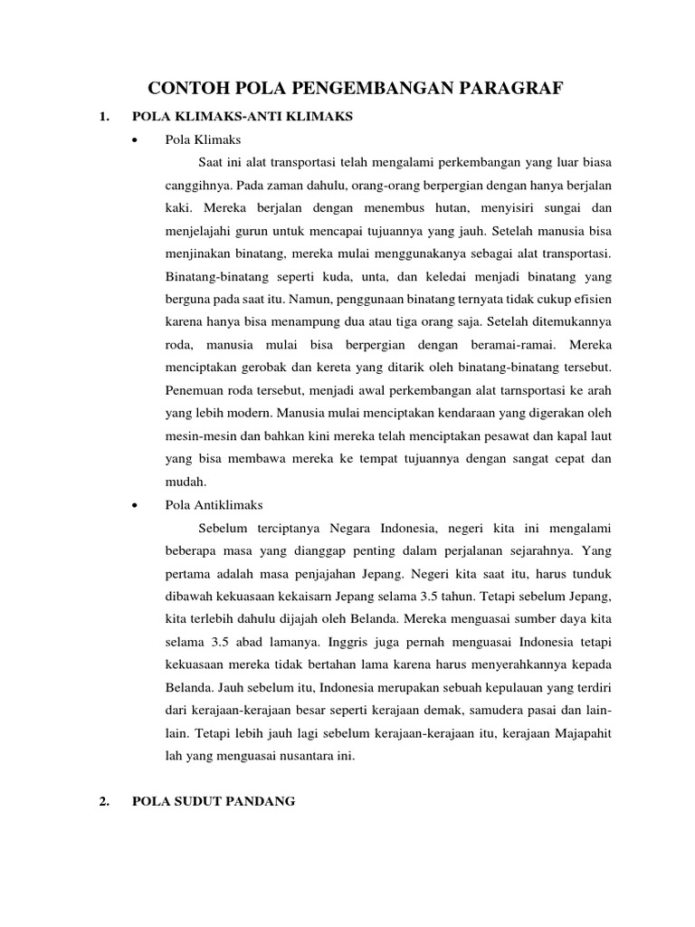 Contoh Pola Pengembangan Paragraf | PDF