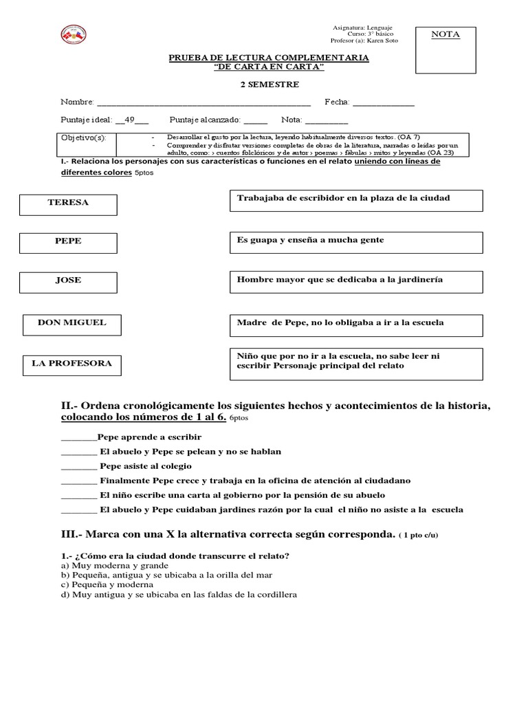 Prueba de Carta en Carta | PDF