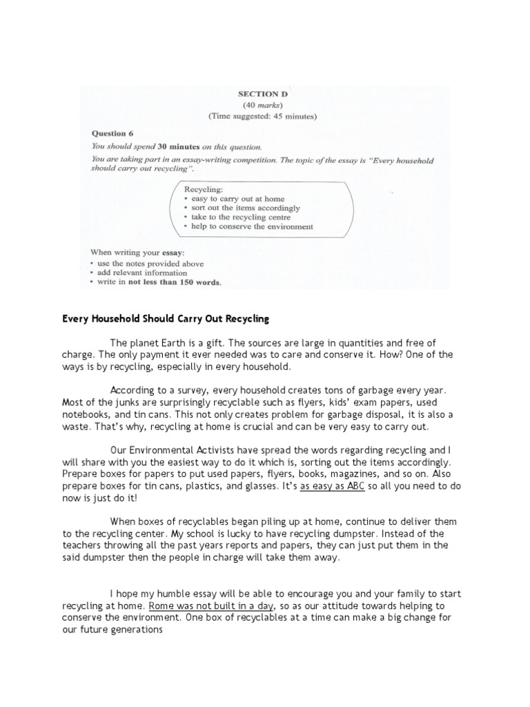 Example of Essay Pt3 | PDF | Hobbies | Recycling