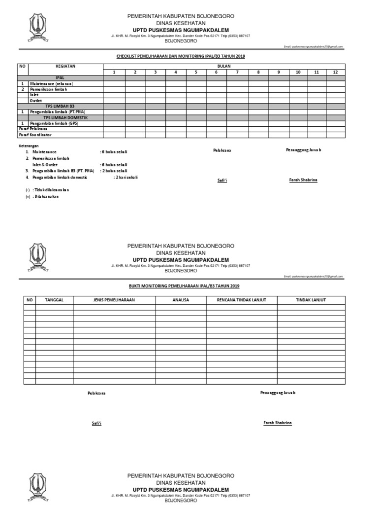 Contoh Checklist Ipal | PDF