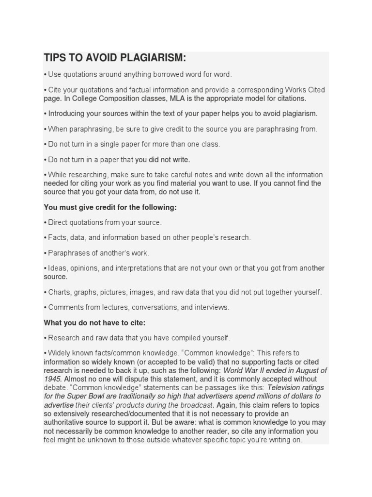 Tips to Avoid Plagiarism and Academic Dishonesty | PDF | Citation ...