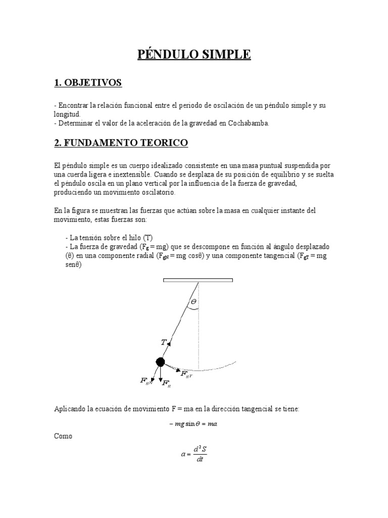 LAB - 3 - Péndulo Simple | PDF | Péndulo | Física Aplicada e ...