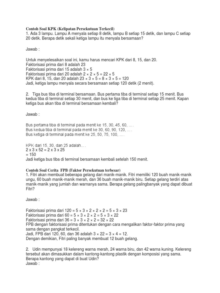 Contoh Soal KPK | PDF