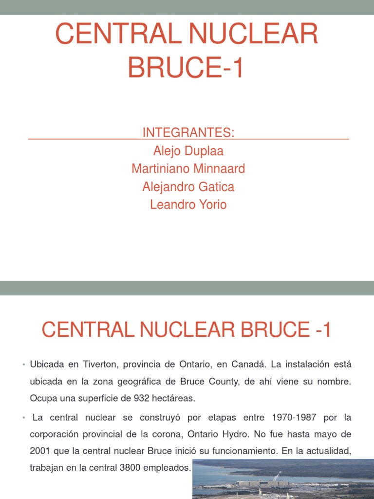 Central Nuclear Bruce: Funcionamiento y Riesgos | PDF | Planta de ...