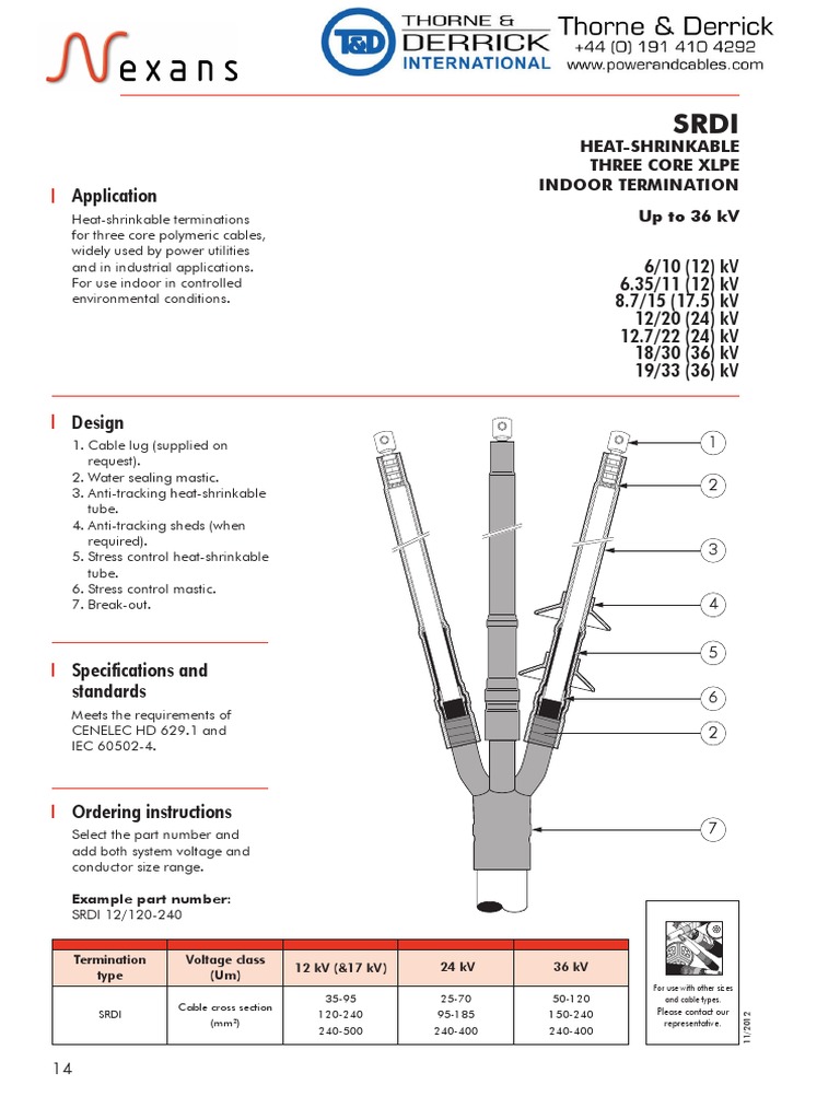 11kV Terminations 3 Core XLPE EPR Heat Shrink Cable Terminations | PDF ...