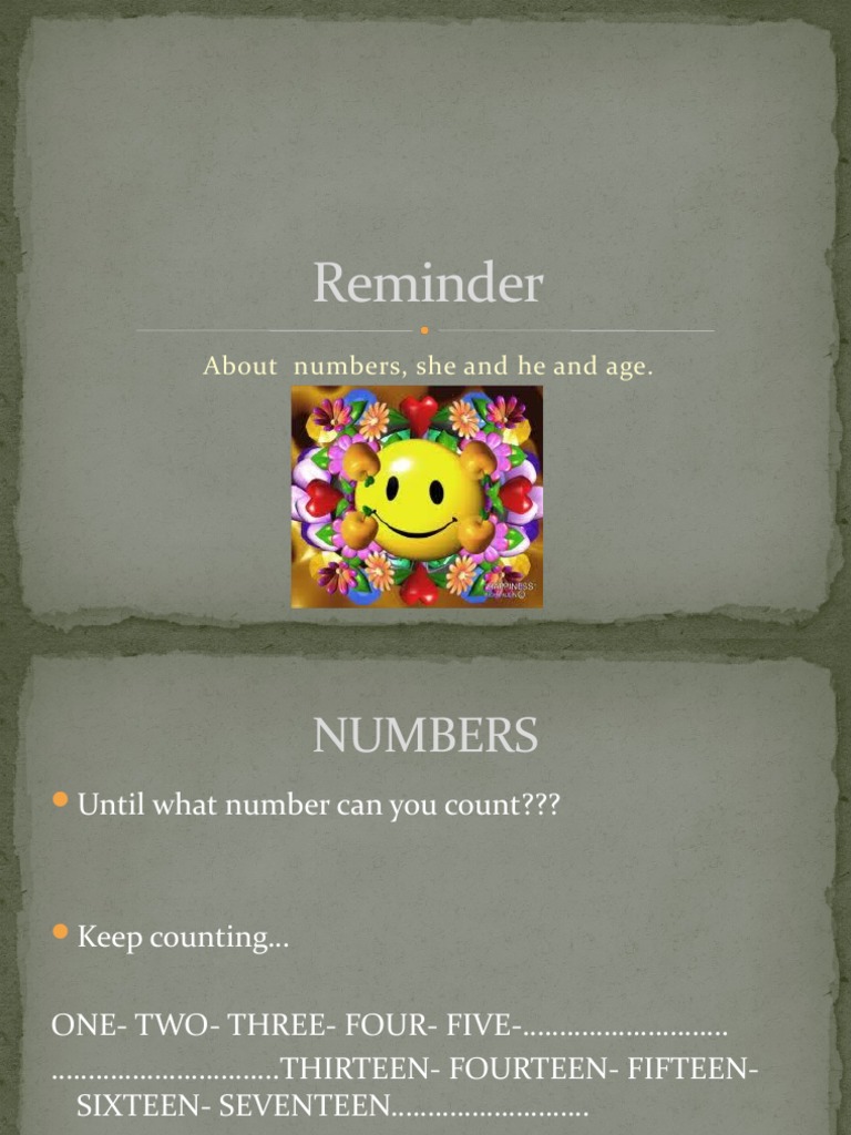 Reminder: About Numbers, She and He and Age | PDF