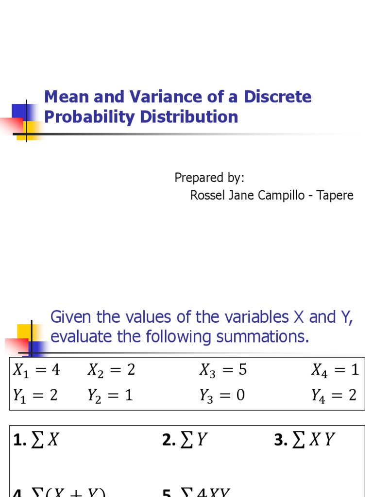 Mean and Variance | PDF | Variance | Expected Value