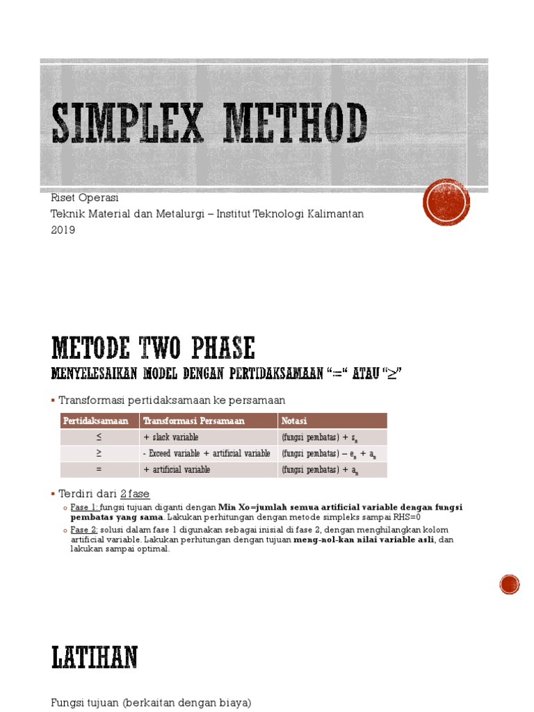Riset Operasi: Metode Simpleks dan Big M | PDF