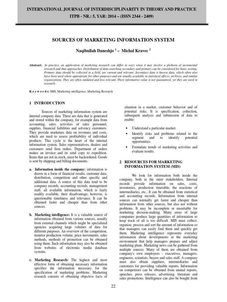 Marketing Information System Sources | PDF | Marketing Research | Marketing