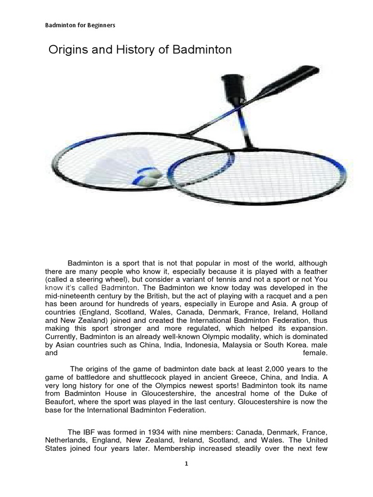 Origins and History of Badminton | PDF | Referee | Racquet Sports
