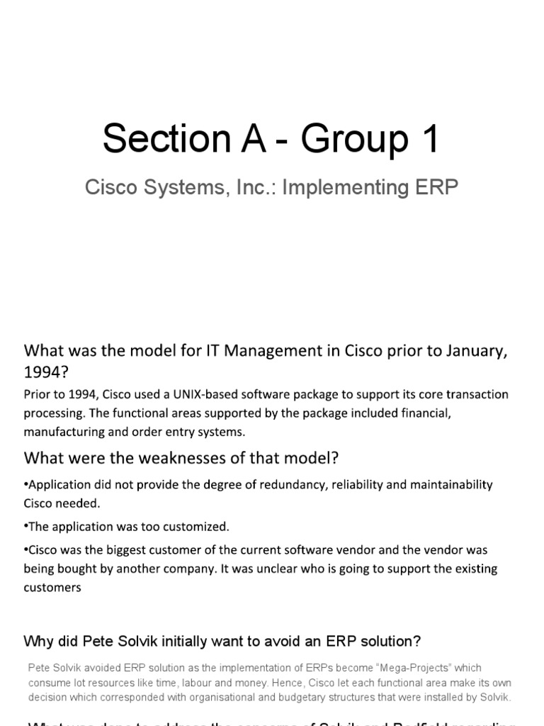 Cisco Case Study | PDF | Enterprise Resource Planning | Software ...
