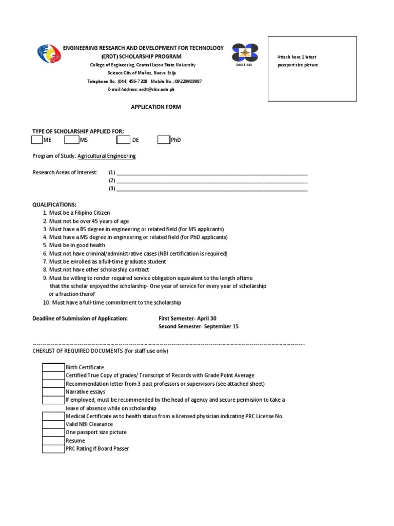 CLSU Appliction Form | PDF | Graduate School | Academic Degree