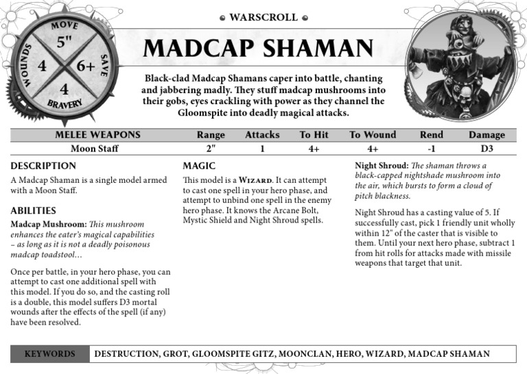 AoS Gloomspite Gitz WSCards Madcap Shaman | PDF | Leisure | Sports