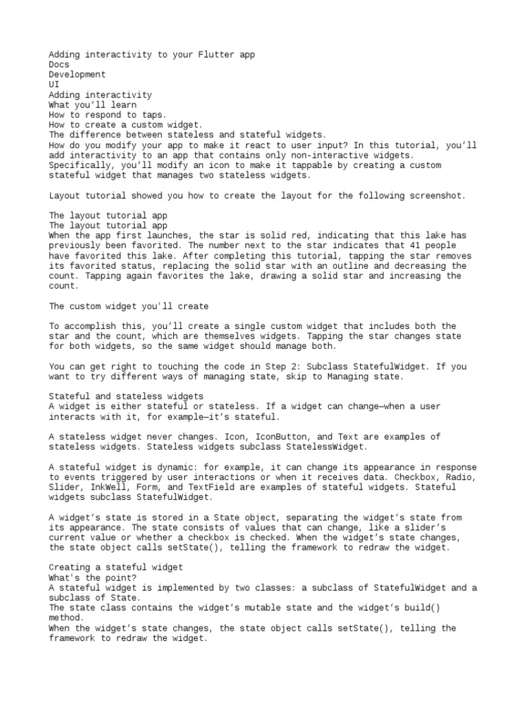 Flutter Tutorial | PDF | Widget (Gui) | Mobile App