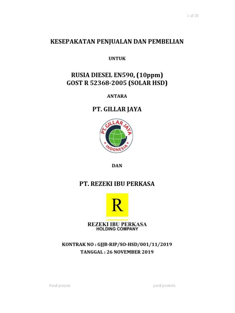 Draft Kontrak Oil - Gillar - Rezeki | PDF | Teknologi & Rekayasa