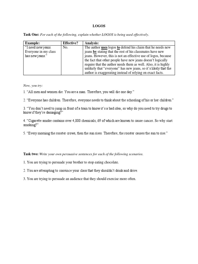 Logic in Persuasion Exercises | PDF | Social Science | Self-Improvement