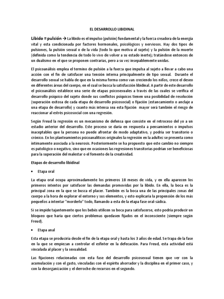 El Desarrollo Libidinal | PDF | Libido | Psicoanálisis