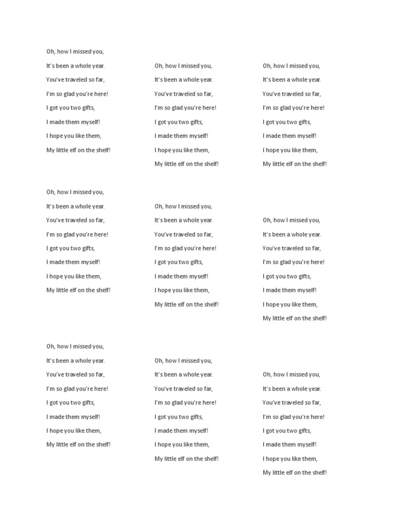 Welcome Back, Little Elf Poem | PDF
