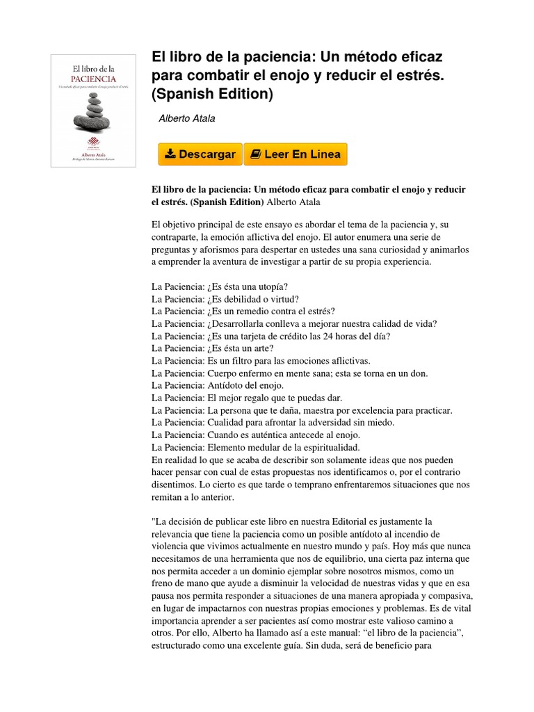 El Libro de La Paciencia Un Mtodo Eficaz para Combatir El Enojo y ...