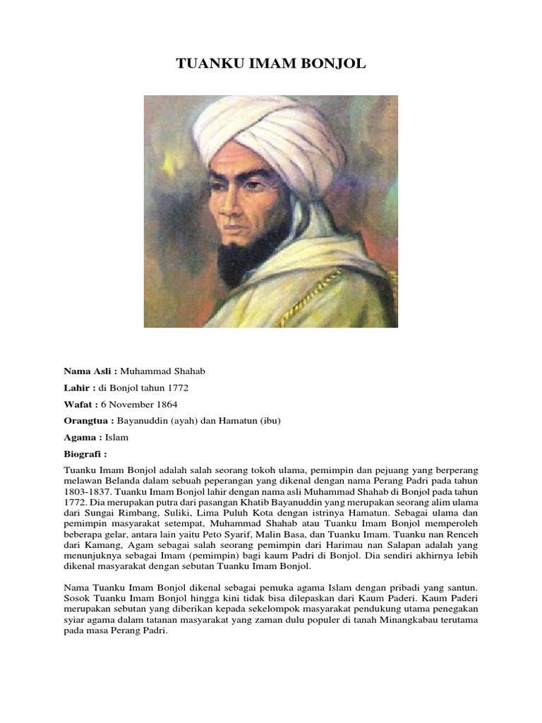 Biografi Tuanku Imam Bonjol | PDF | Sejarah