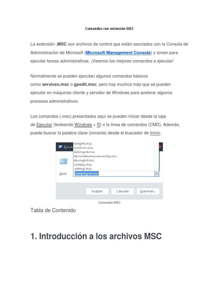 Comandos Con Extensión MSC | PDF | Directorio Activo | Microsoft Windows