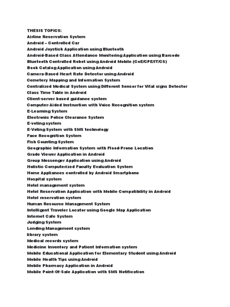 Thesis Topics | PDF | Android (Operating System) | Mobile App