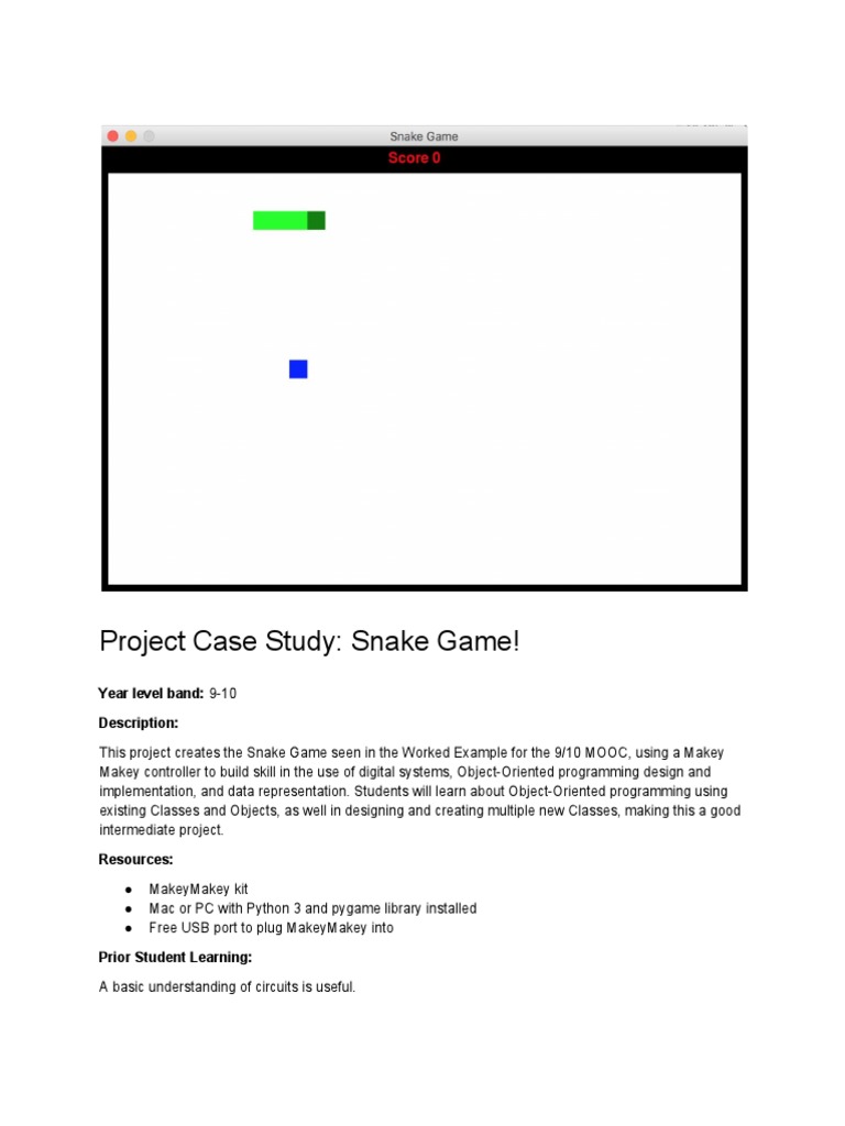 ProjectCaseStudy SnakeGame | PDF | Object Oriented Programming | Computer Keyboard