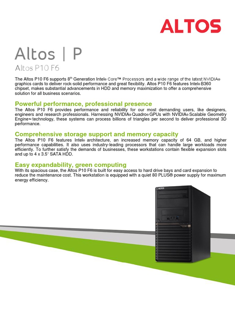 Altos P10 F6 Tower PS v1 2 | PDF | Intel | Solid State Drive