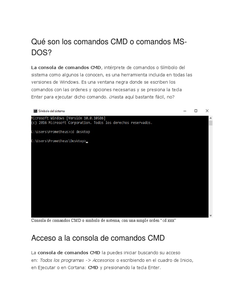 CMD o Comandos MS | PDF | Registro de Windows | Dos