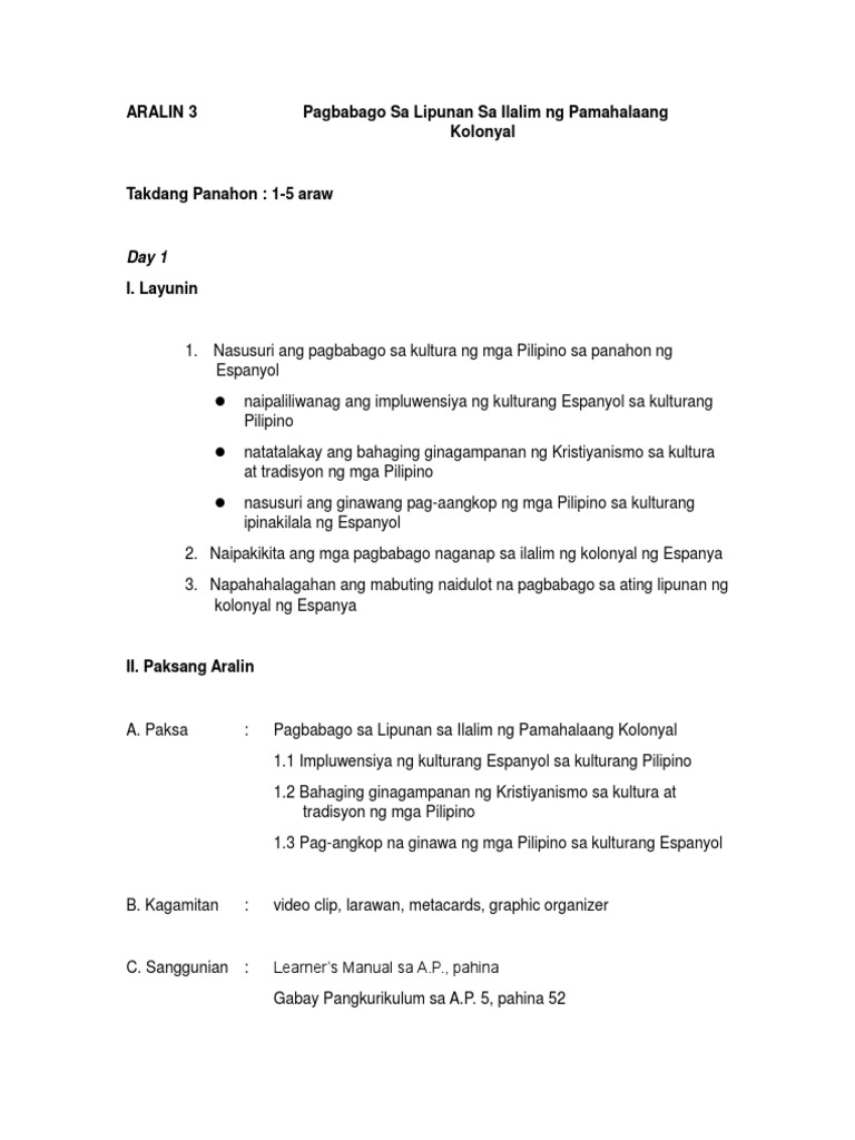 Grade 5 Teachers Guide AP Q3 Aralin 3 | PDF