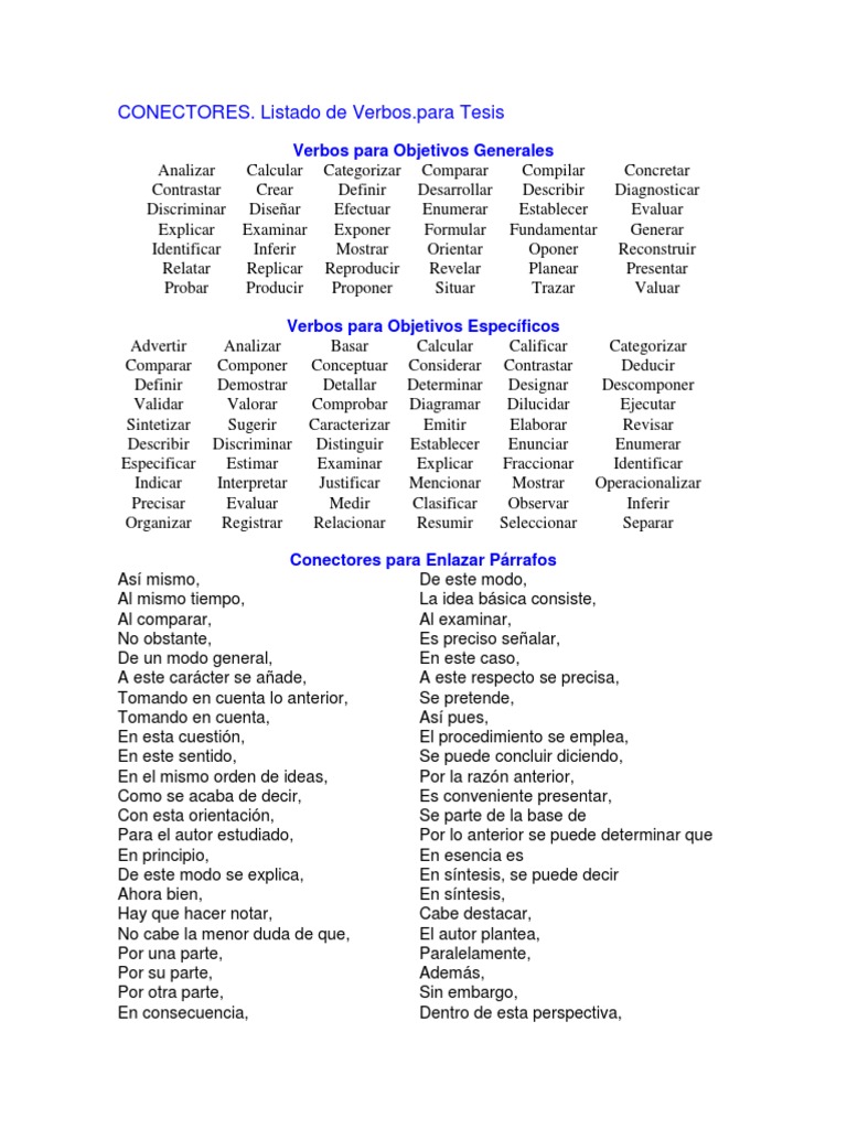 Conectores Pra Verbo y Tesis | Perspectiva (Gráfica) | Epistemología