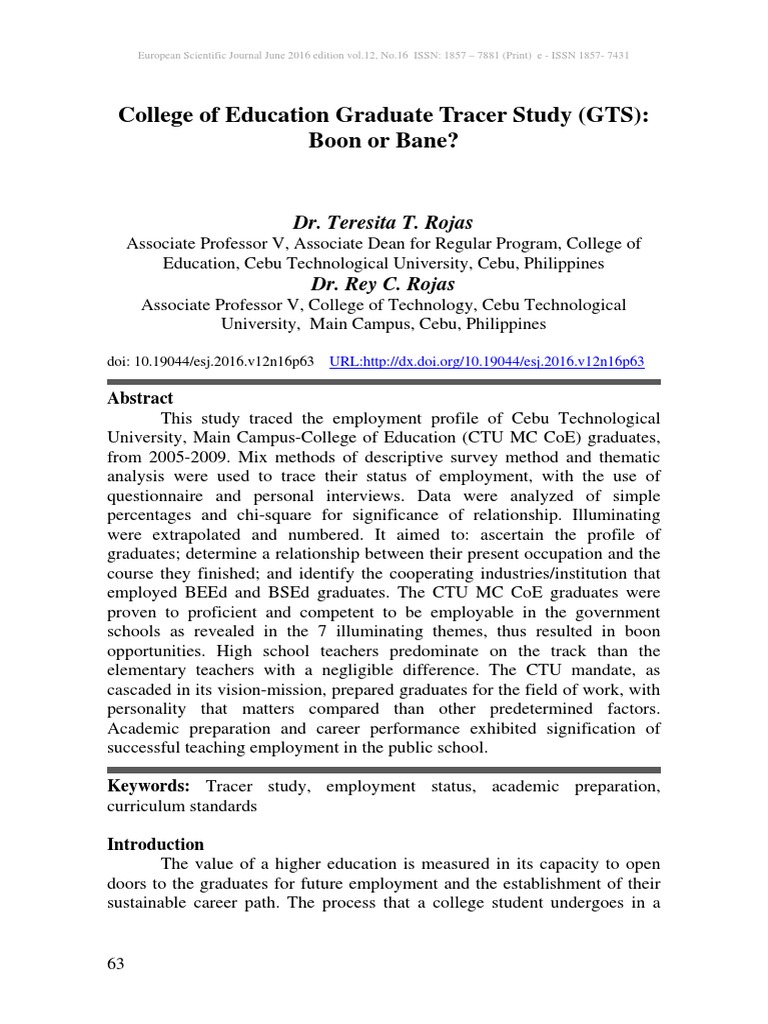 Graduate Tracer Study: Employment Insights | PDF | Teachers | Teacher ...