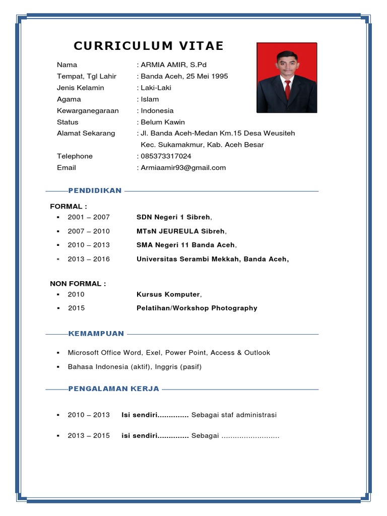 Contoh Curriculum Vitae | PDF
