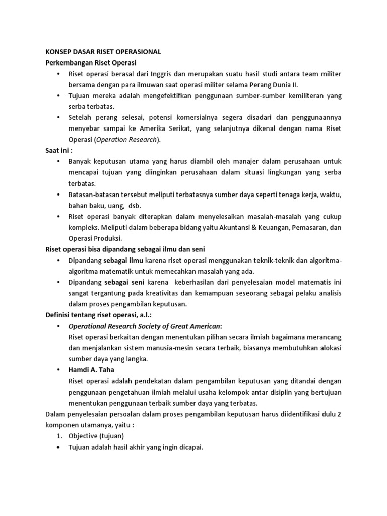 Konsep Dasar Riset Operasional | PDF