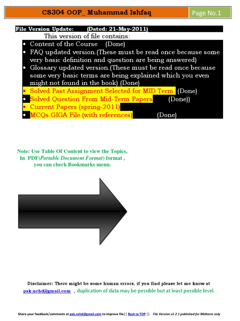 CS304 MID Term (GIGA FILE by Ishfaq) PDF | PDF | Object Oriented Programming | Class (Computer ...