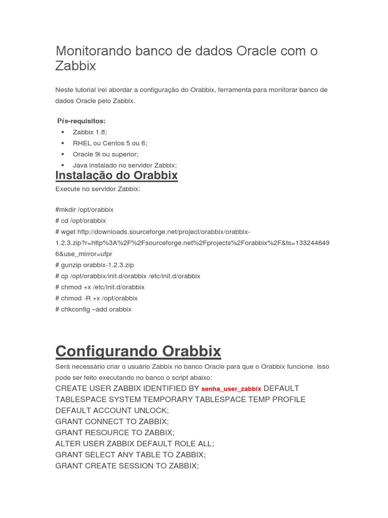 Monitorando Banco de Dados Oracle Com o Zabbix | PDF | Negócios ...