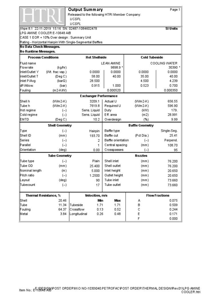 Lean Amine Cooler Performance Summary | PDF | Pipe (Fluid Conveyance ...