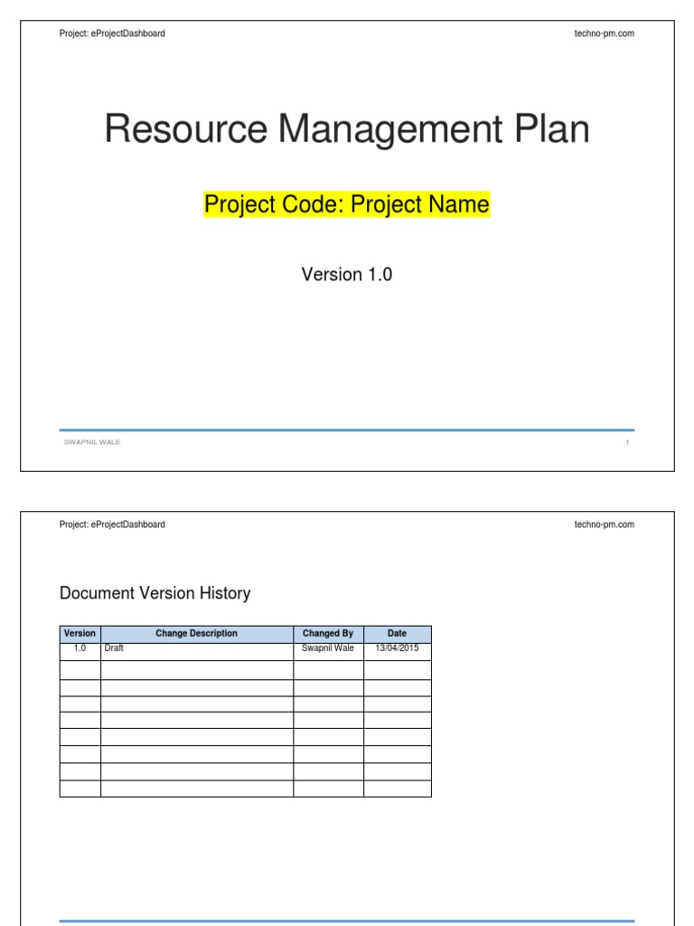 Resource Management Plan | PDF | Project Management | Software Engineering